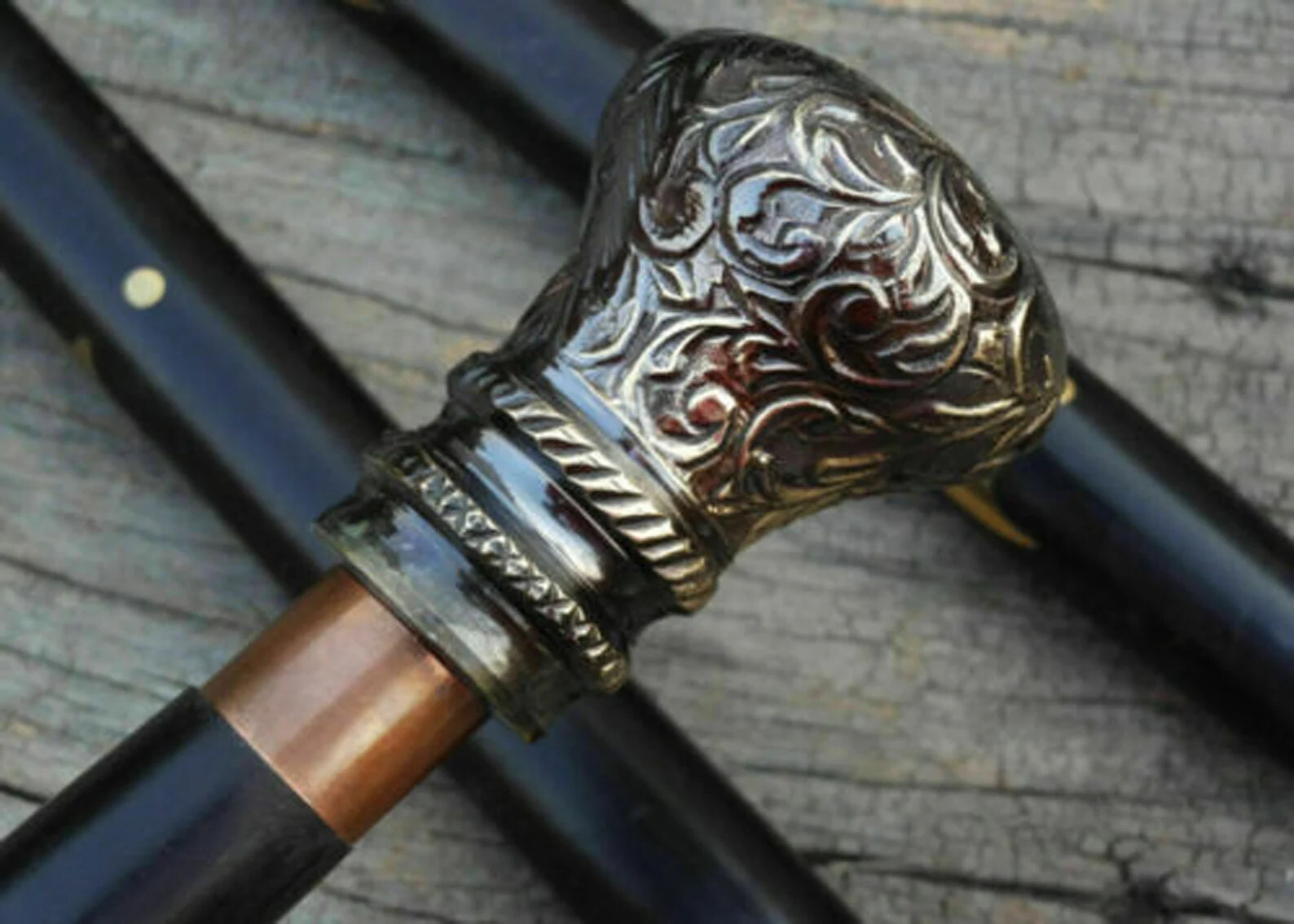 Classic Brass Handle Wooden Walking Stick Cane Best C… - Gem