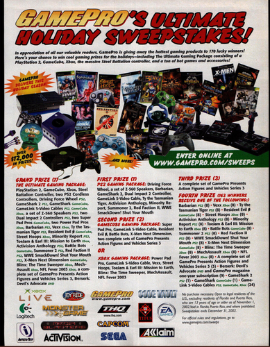 GamePro's Ultimate Holiday Sweepstakes Game Print Ad / Poster Promo Art ...