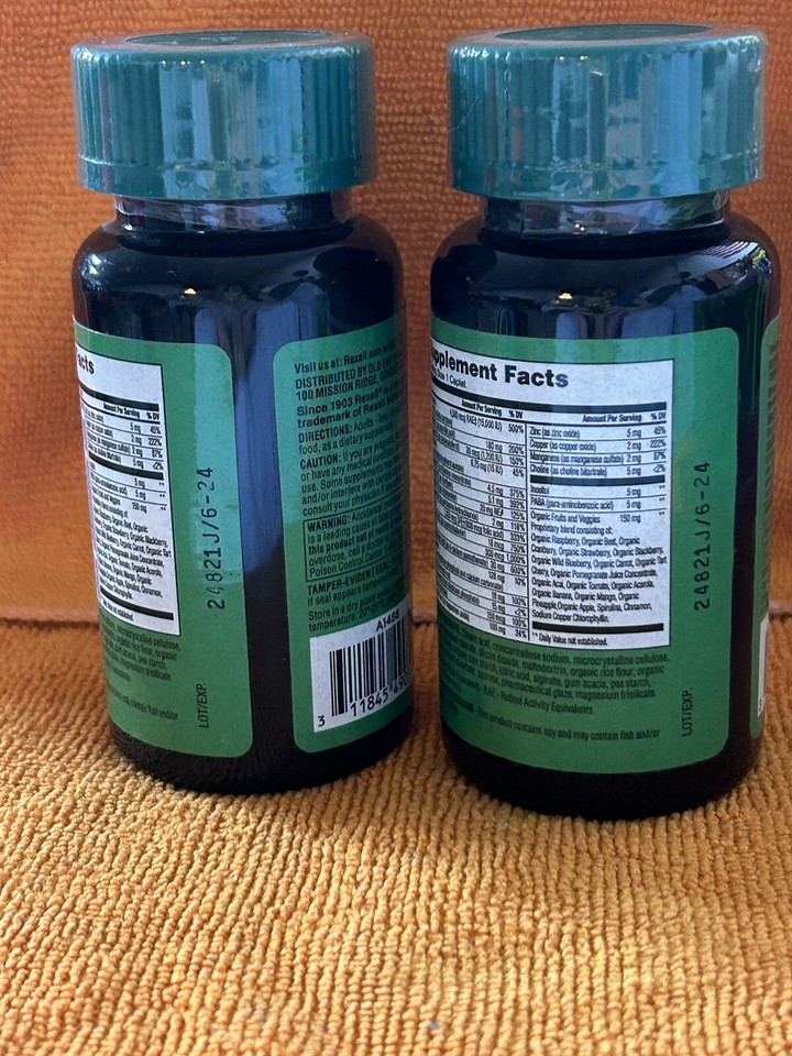 2) Rexall Megavite Multivitamin & Minerals with Fruits, 50 Caplets Ea ...