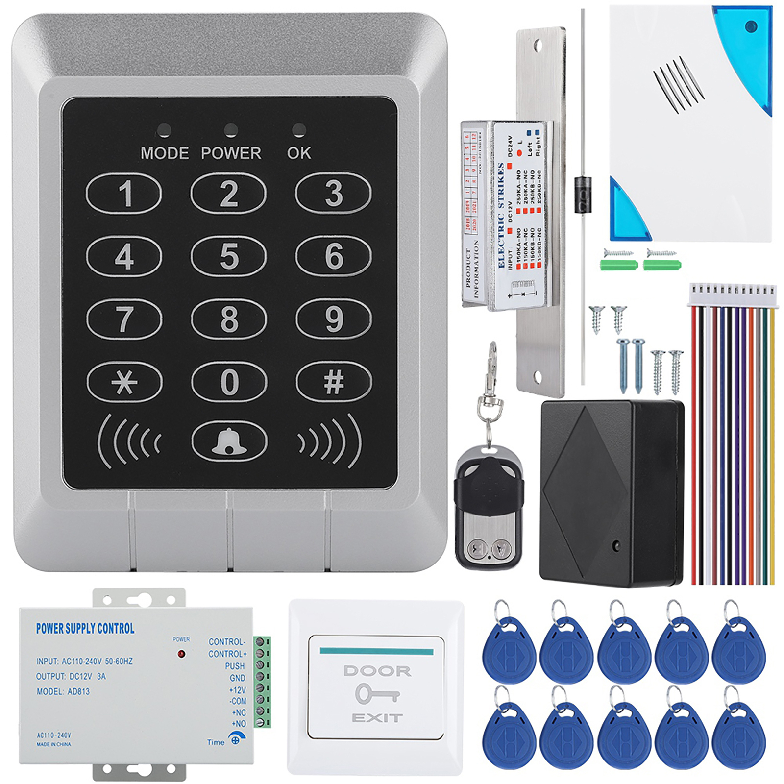 RFID Keypad Access Control Kit Door Lock 125KHz EM Card Password For ...
