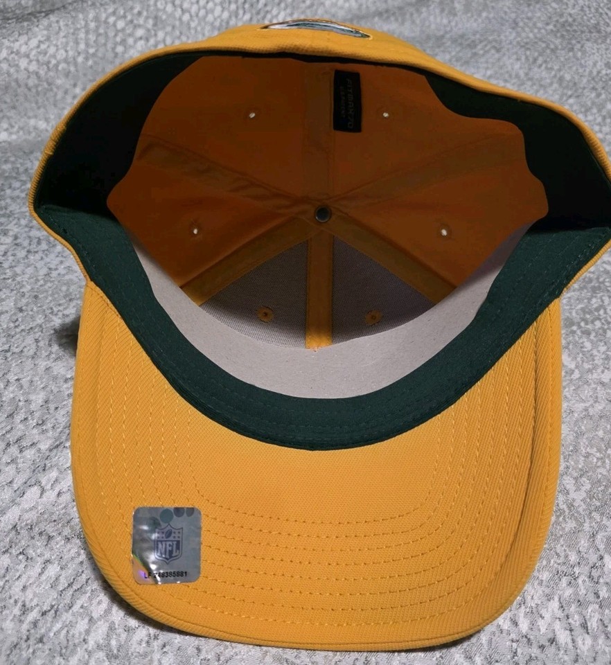 Green Bay Packers Team Reebok flex fitted hat S/M Gold Yellow Brand New ...