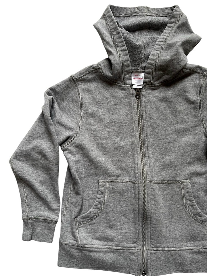 HANNA ANDERSSON Solid Gray Zip Hoodie Sweatshirt Kids 6-7 Cotton 120 Cm ...