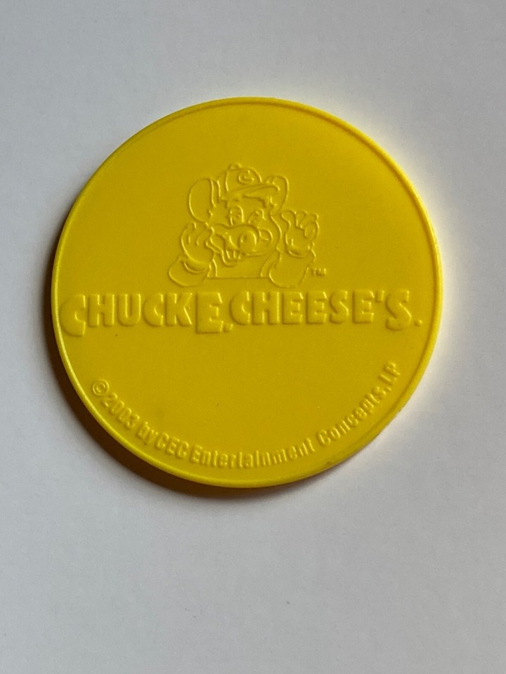Rare 2003 Yellow Chuck E Cheese Token Redemption Coin NEW Uncirculated ...