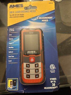 Ames LDM-60 200' Laser Distance Meter Color Display 8 Measure Modes New ...
