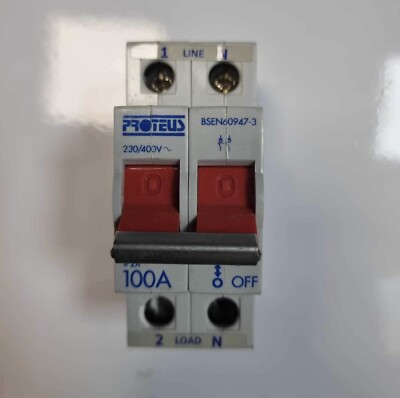 PROTEUS 100A 100S2 AC22 DP MAIN SWITCH BS5419 Main Switch ISOLATOR ...