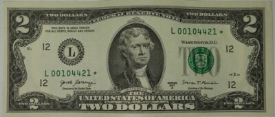 2017 Two Dollar Star Note Excellent condition- 2 dollars bill | eBay