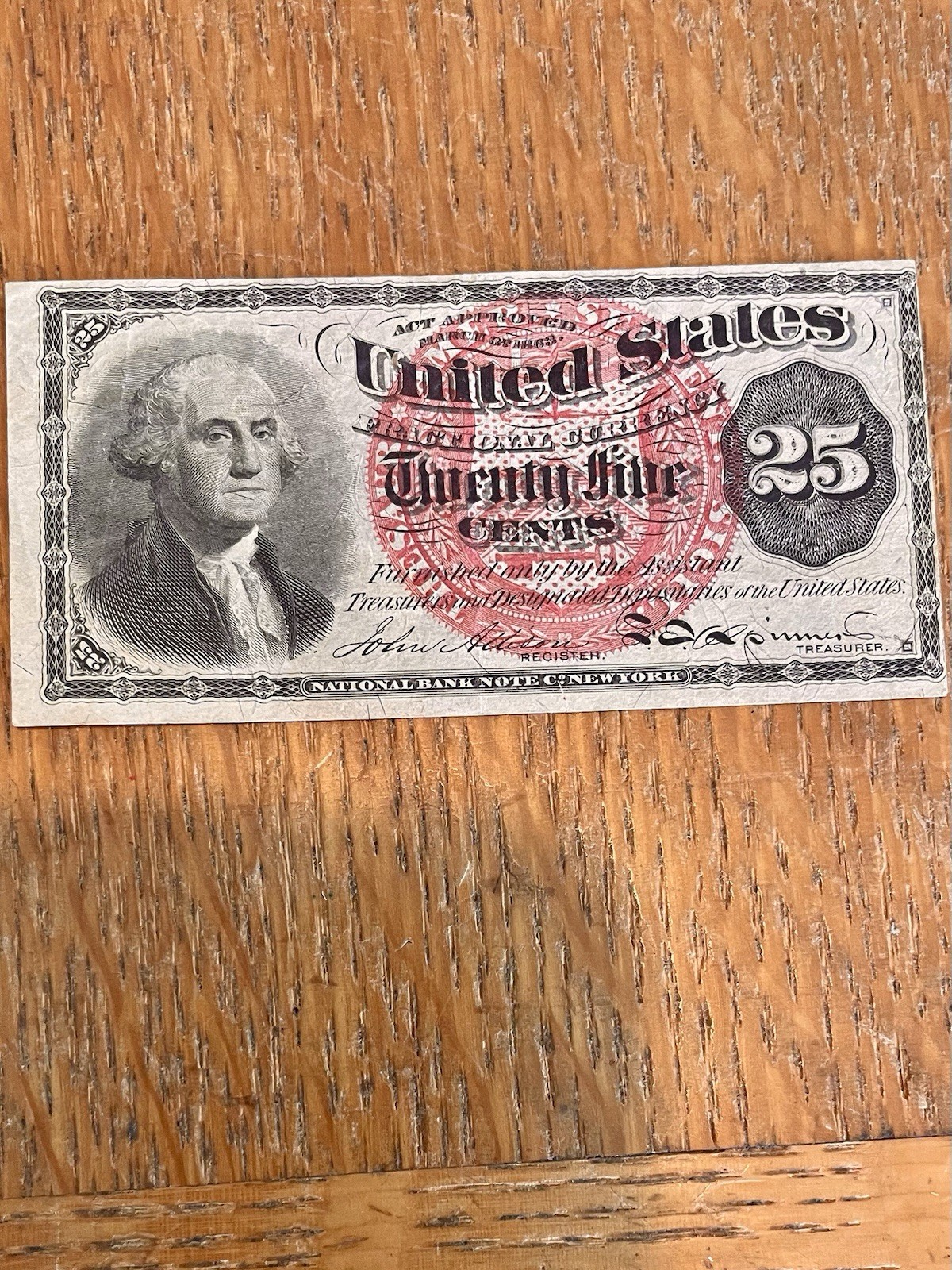 1863 4th Issue US Fractional Currency, 25 Cents Note, G.Washington ...