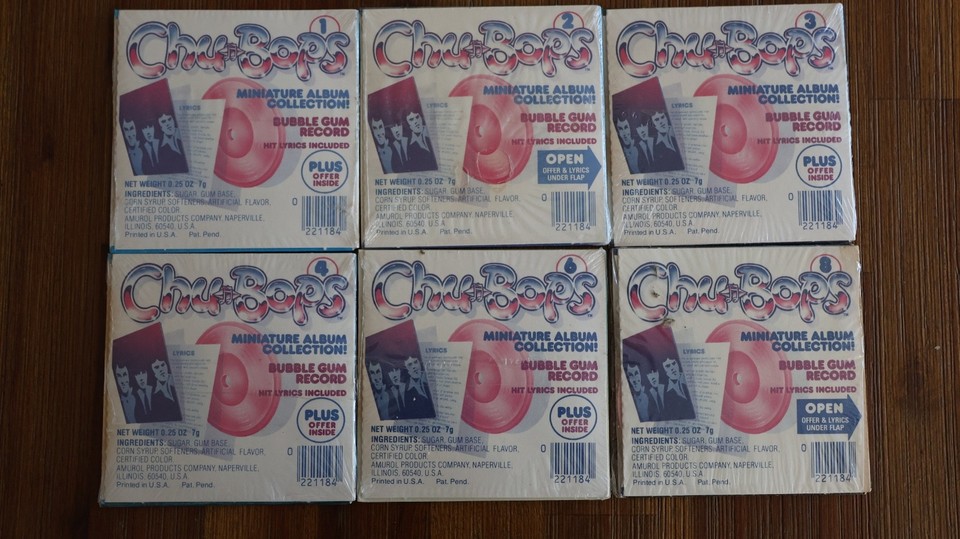 Lot of 6 Vintage CHU-BOPS Miniature Album Bubble Gum Records #1-4, 6, 8 ...