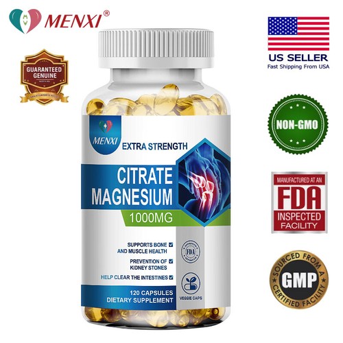 Magnesium Citrate Capsules 120Softgels 1000mg Per Serving -Highest ...