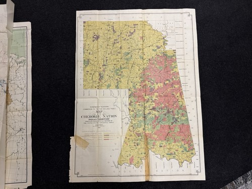 1900 MAP of the CHEROkEE NATION INDIAN TERRITORY. Five Civilized Tribes ...