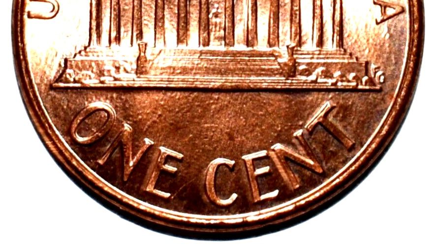 1988 D Penny One Cent Error Strike Through Multi Error Red Snow ...