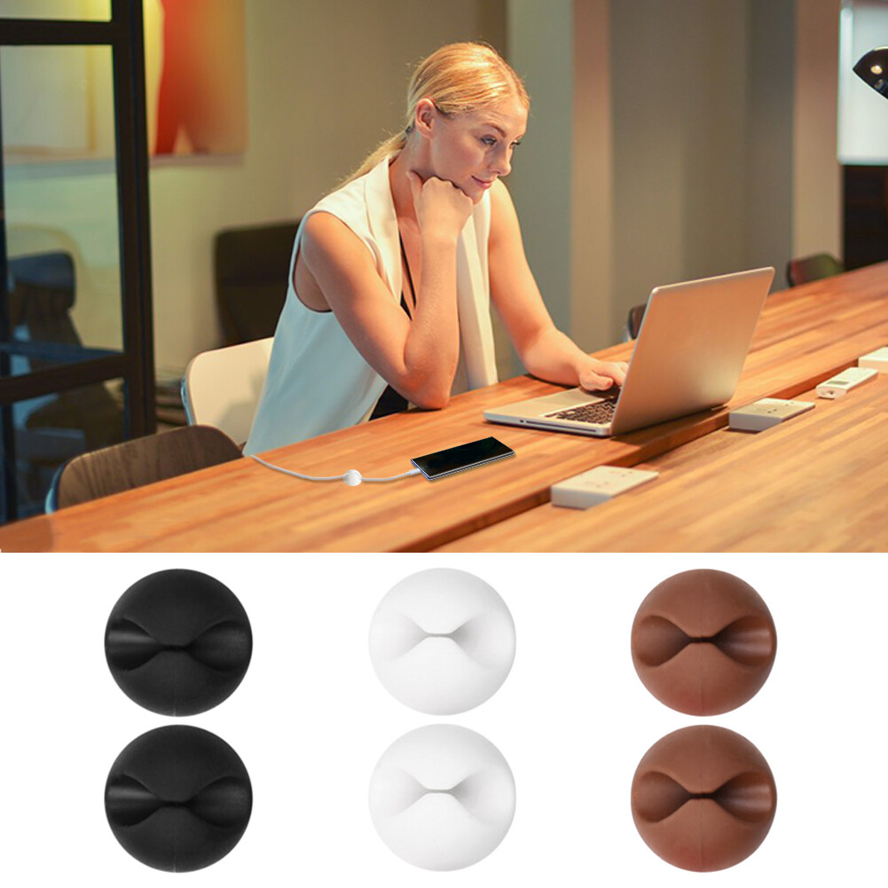 6pcs PC Cable Holder Multifunctional Black White Brown Cord Clip Wire ...