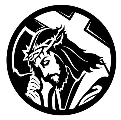 JESUS with cross sticker 100mm round- Christian Religious Car decal ...