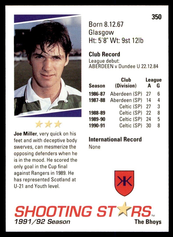 Merlin Shooting Stars (1991-1992) Miller Joe Celtic No. 350 | eBay