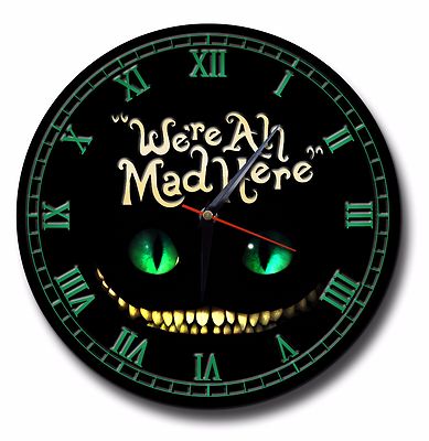 WE'RE ALL MAD HERE 250MM DIAMETER CLOCK,ALICE IN WONDERLAND,MAD HATTER ...