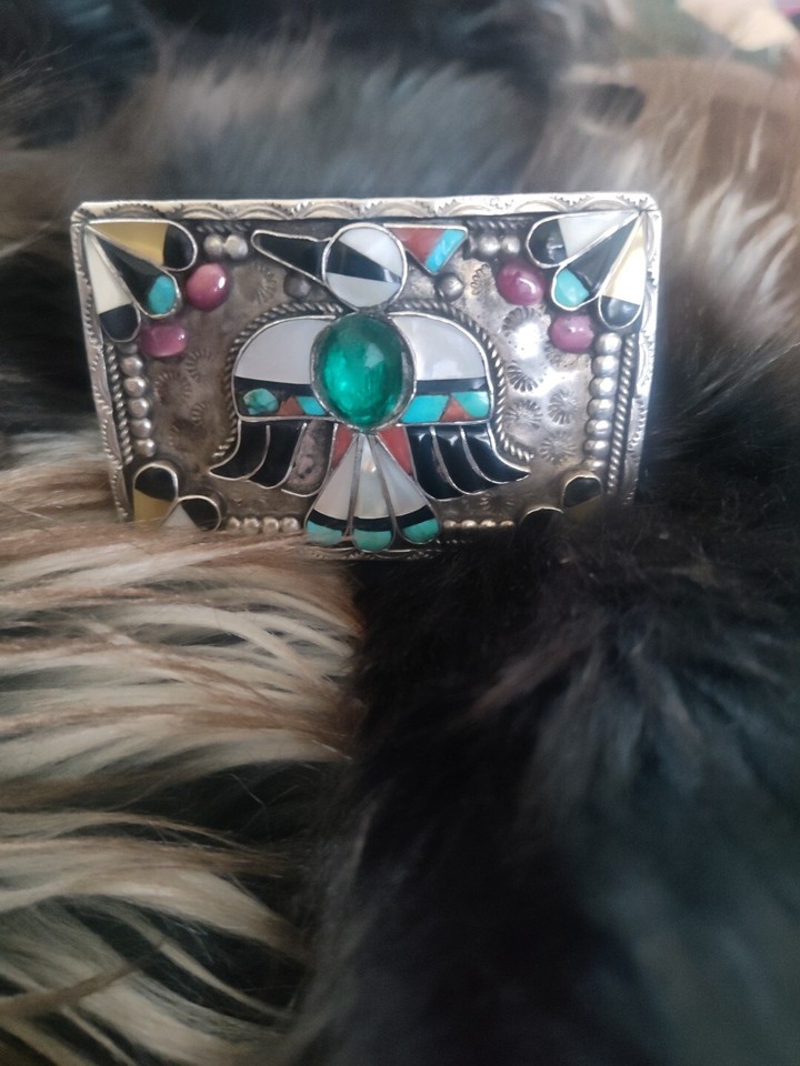 Vintage Custom Native American Thunderbird/Eagle Hopi/Zuni Belt Buckle ...