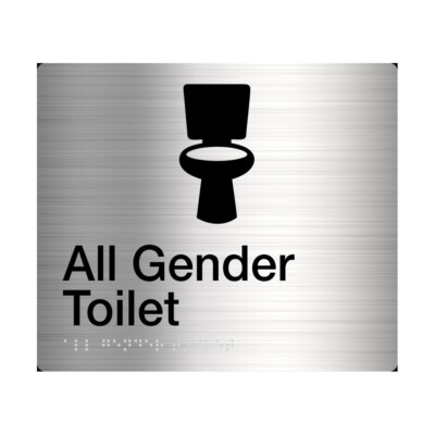 Tim The Sign man Stainless Steel All Gender Toilet Sign Braille AGT-SS ...