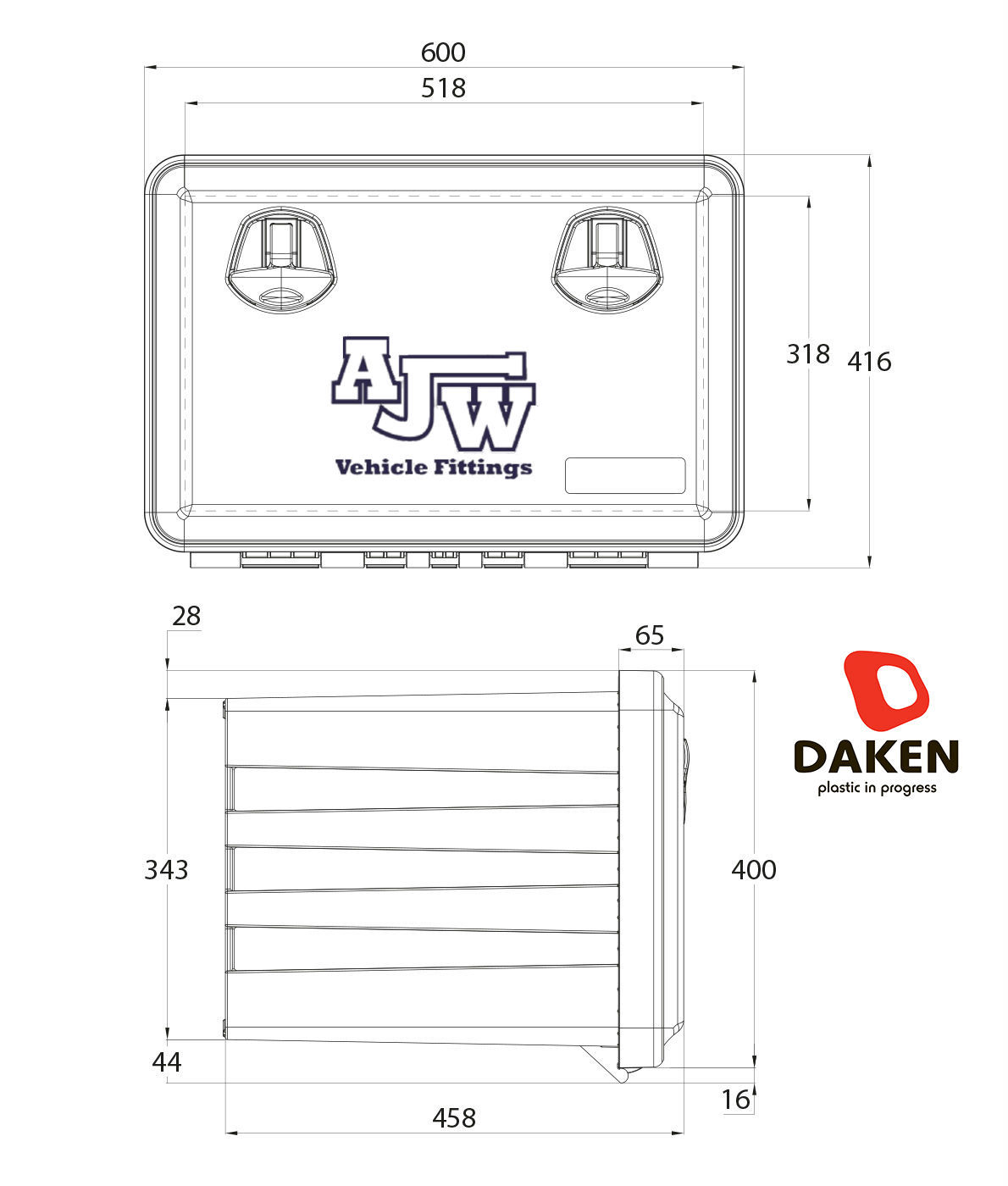 DAKEN JUST Tool Box 600/415/460 Truck Storage Box Lorry Tool Case Side ...