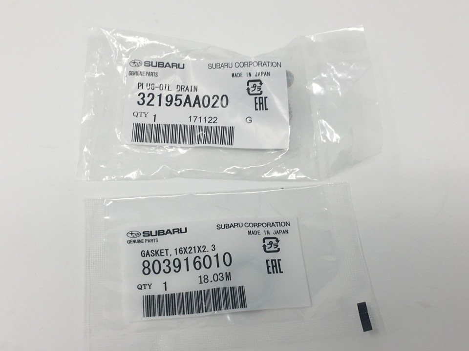 2011-2019 Subaru Oil Drain Plug & Crush Washer Gasket | 32195AA021 ...