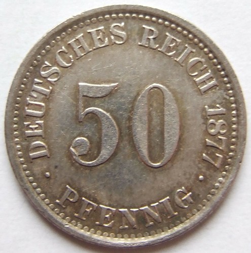 Coin German Reich Empire 50 Pfennig 1877 J IN Extremely fine / | eBay