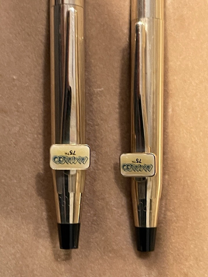 NIB NOS vintage Cross 10K pen and pencil set with advertising on clip ...