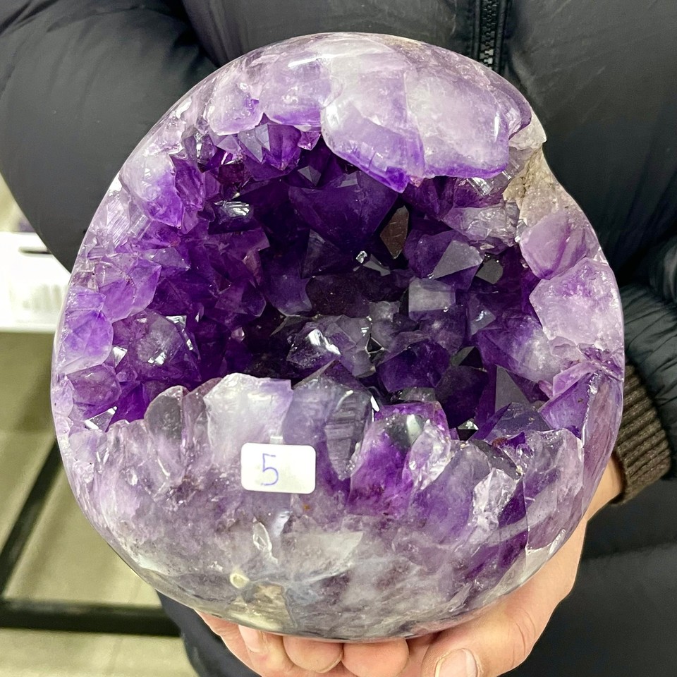 11.15LB TOP Natural Amethyst geode quartz carved crystal Polishing ...