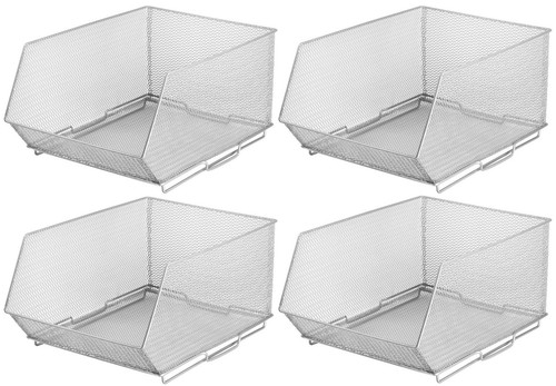 Mesh Stacking Bin Storage Containers for Kitchen Pantry, Cabinet and ...