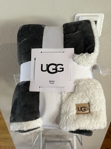 UGG Avery Throw Blanket Reversible 50x70 NWT Charcoal | eBay