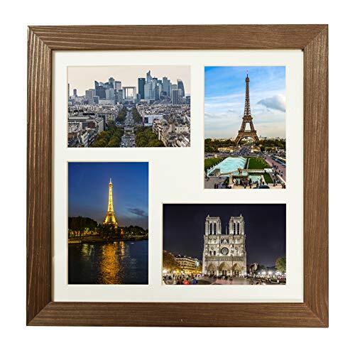 Rustic Solid Wood Square Collage Photo Frame 12x12 inch – Display Four ...