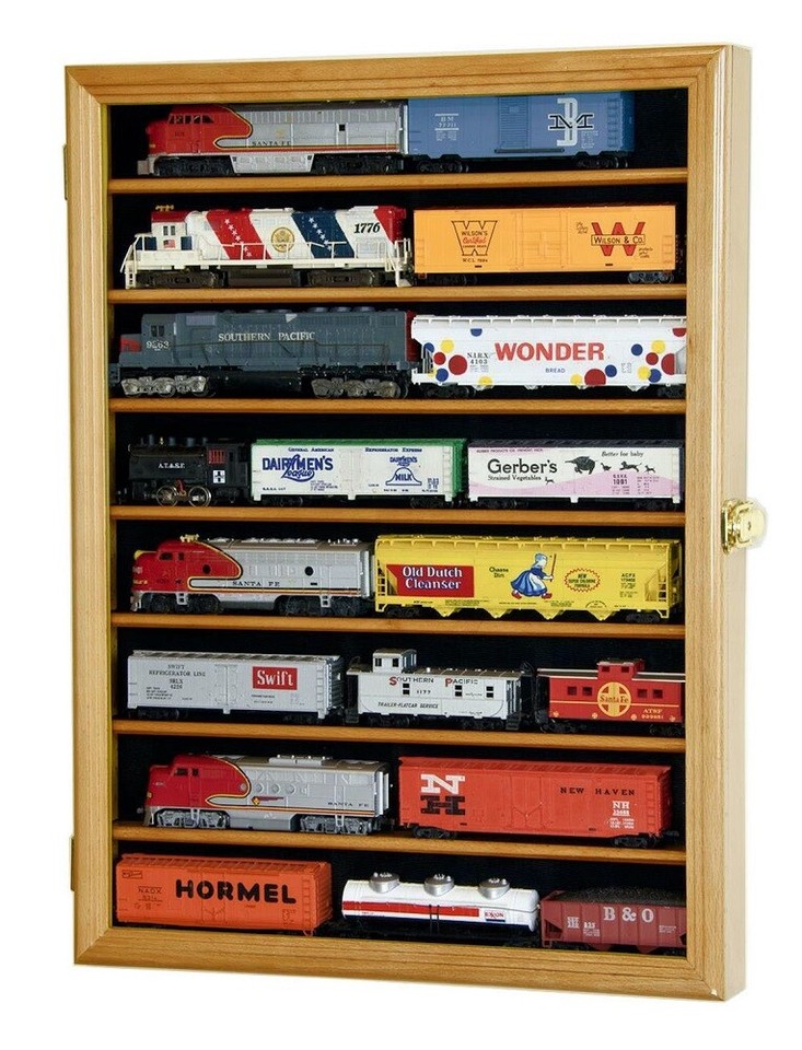 Train Display Case HO Scale Cabinet Railroad Car Locomotive Collection ...