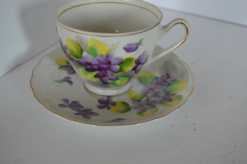 Kasuga Ware China Violets Flower Birthday Series Cup and Saucer | eBay