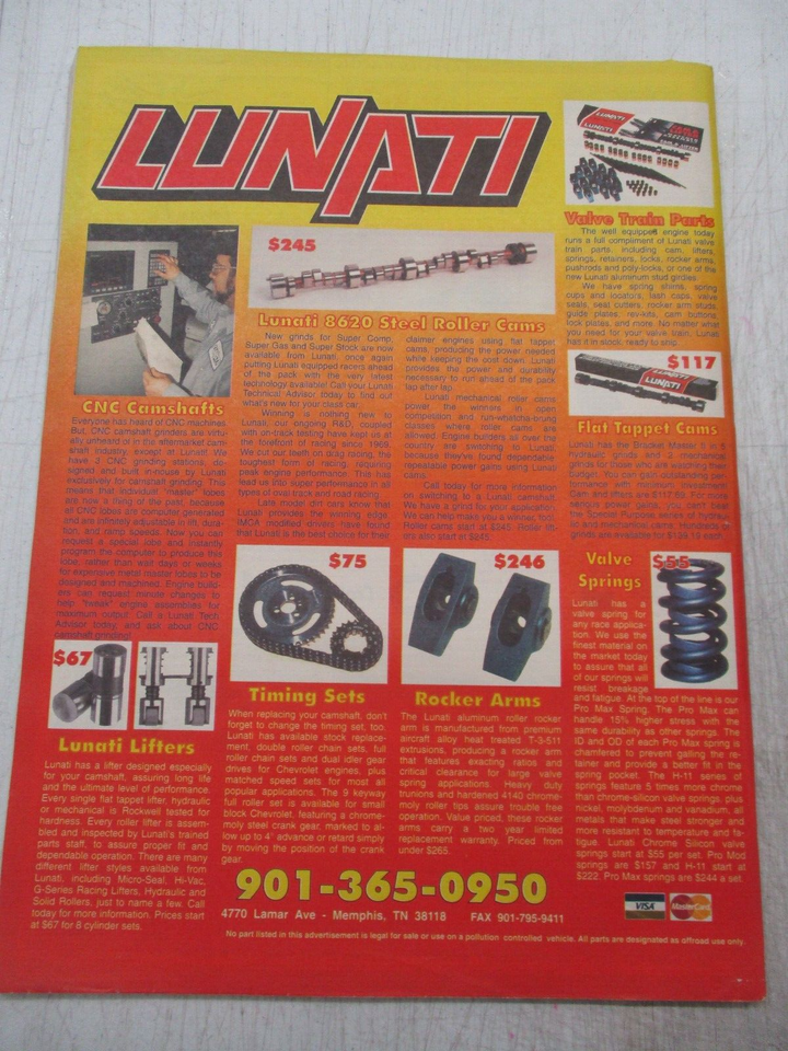 NATIONAL DRAGSTER MAGAZINE SEPTEMBER 13, 1996 CORY MCCLENATHAN ...