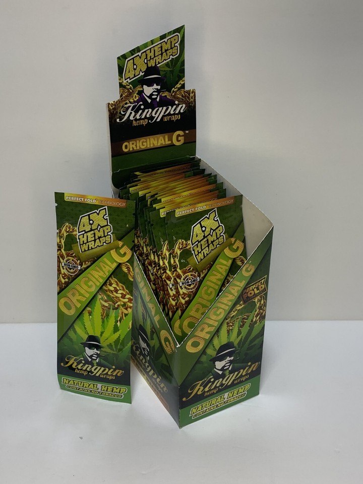 FULLY SEALED BOX KINGPIN HERBAL WRAPS - OG ORIGINAL - 25 PACKS/ 4 wraps ...