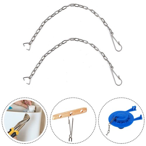 Long lasting Stainless Steel Toilet Drain Clap Cover Chain 2PCS 304 ...