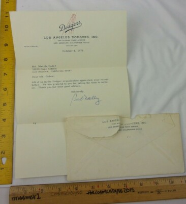 Peter O'Malley Dodger signed letterhead note 1979 ORIGINAL Los Angeles ...