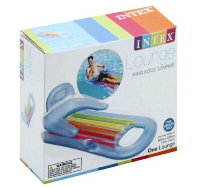 INTEX King Kool Lounge Float Raft Pool Beach Lounger w/ Headrest ...