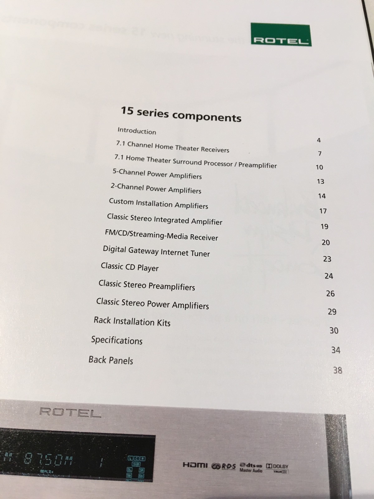 Rotel Complete Brochure Series RSX15 RB15 RMB15 RSP15 RA15 RCD15 RC15 ...