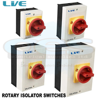 ROTARY ISOLATOR SWITCH 4 POLE 20AMP 32AMP 40AMP 63AMP WEATHERPROOF ...