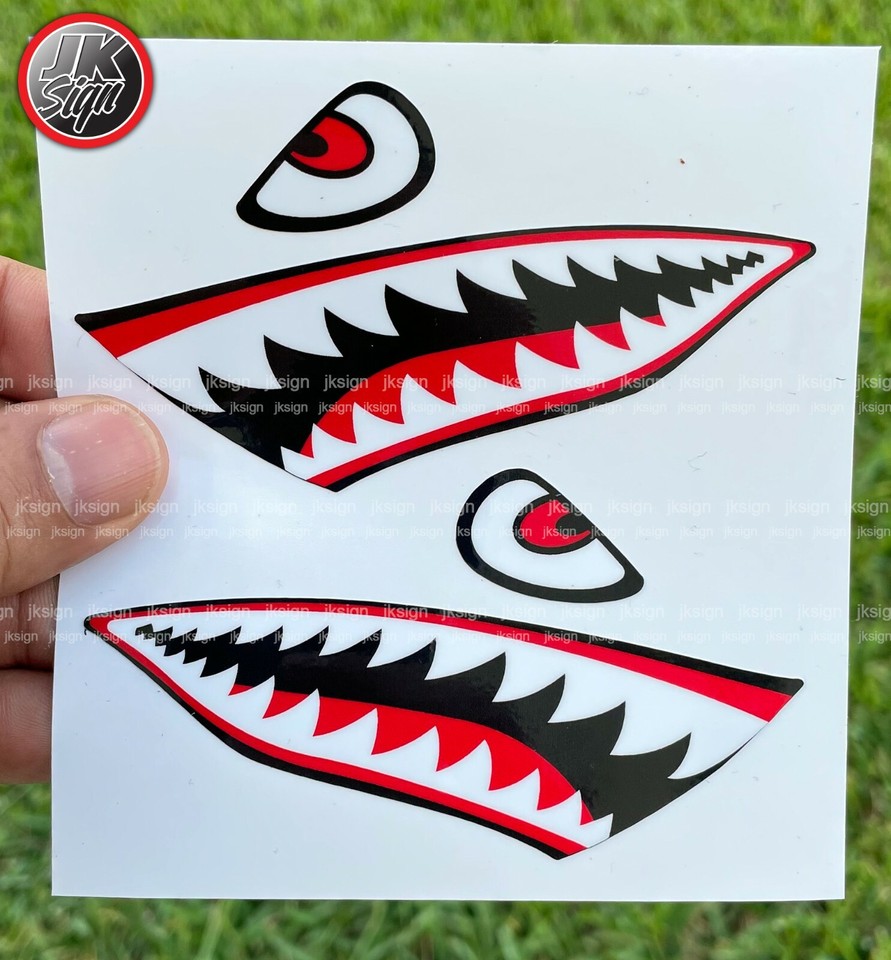 Angry Face Shark Teeth Decal Die-Cut Fits on Cars Trucks Kayak PC ...