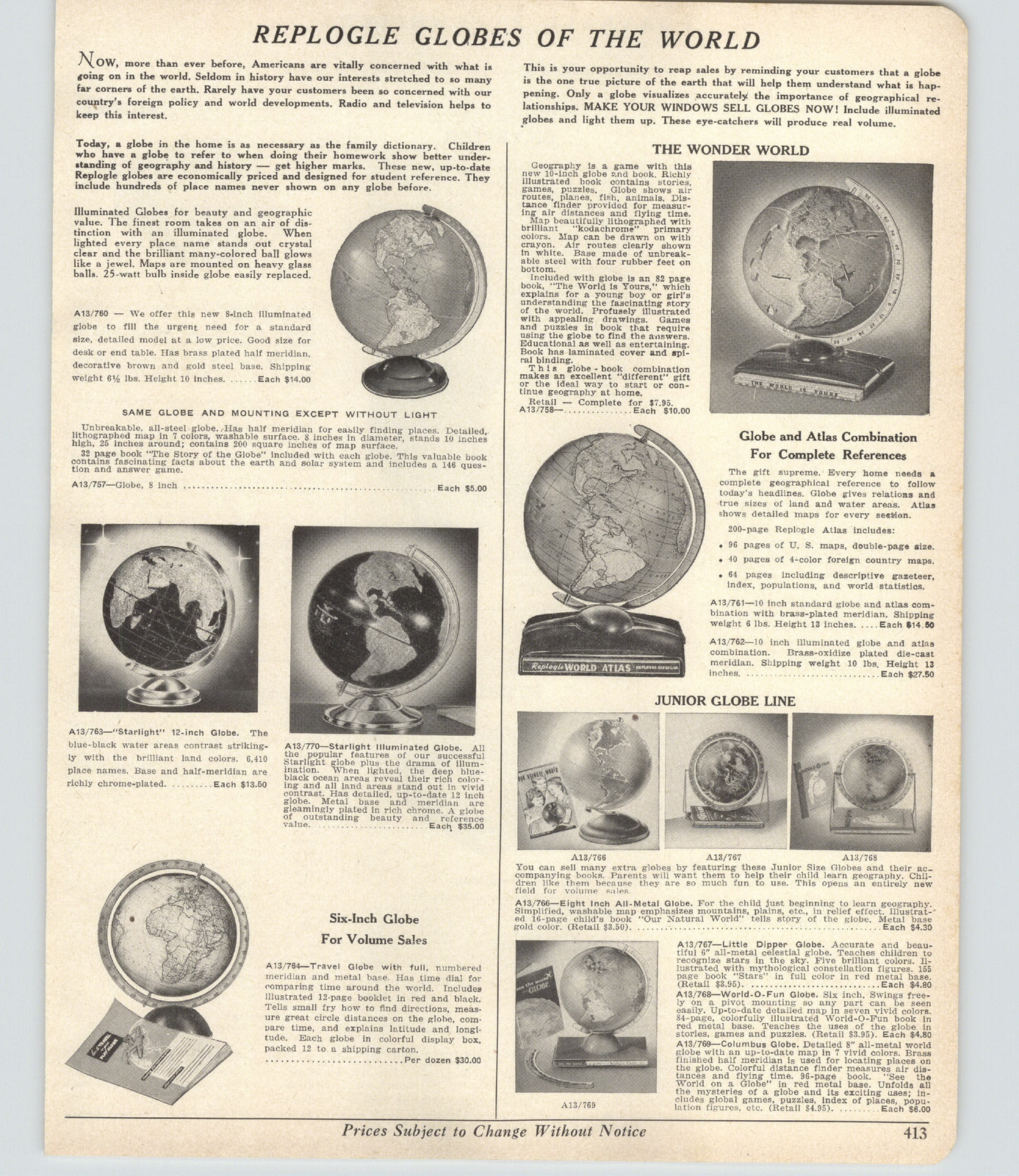 1954 PAPER AD Replogle Globes Starlight Royal Smith Corona Typewriter ...