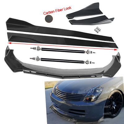 For Infiniti G35 G37 Carbon Fiber Front Bumper Lip Splitter Side Skirt ...