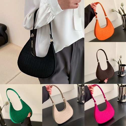 Moon Shape Shoulder Bag Crocodile Grain Purses Simple Handbags Women ...