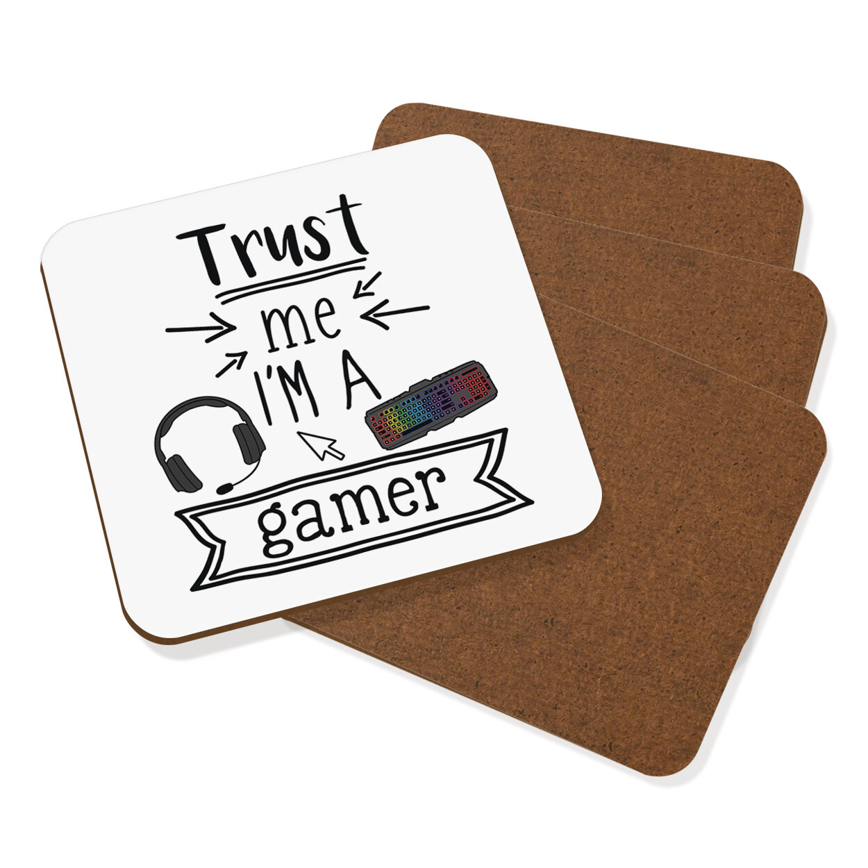 Trust Me I'm A Gamer Coaster Drinks Mat Set Of 4 Funny Best Favourite ...