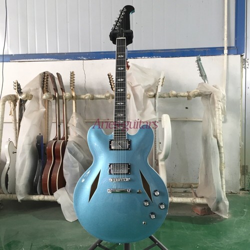 Semi Hollow Body DG-335 Electric Guitar Metallic Blue HH Pickup Chrome ...
