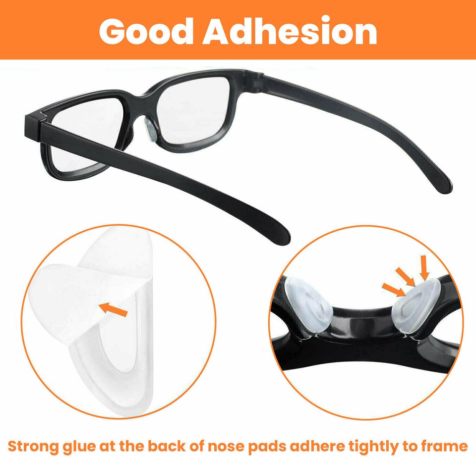 4× Silicone Anti-Slip Stick On Nose Pads for Eyeglass Sunglasses ...