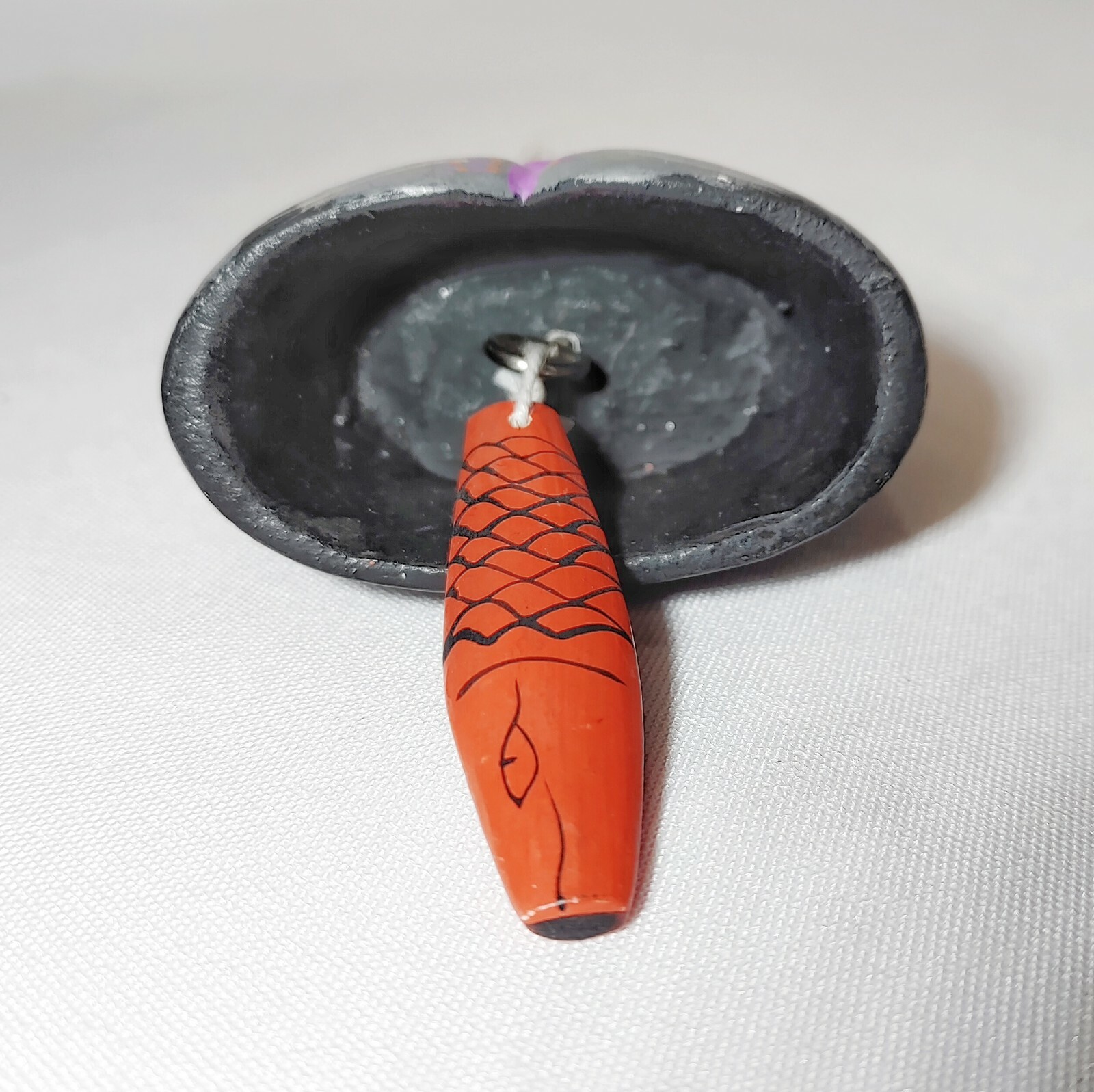 Wooden Black Cat Bell Christmas Ornament Orange Fish Clapper ...