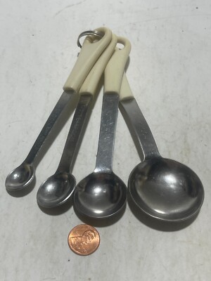 VTG Taiwan Stainless Ecko Metal Round Retro MEASURING SPOON SET (4 ...