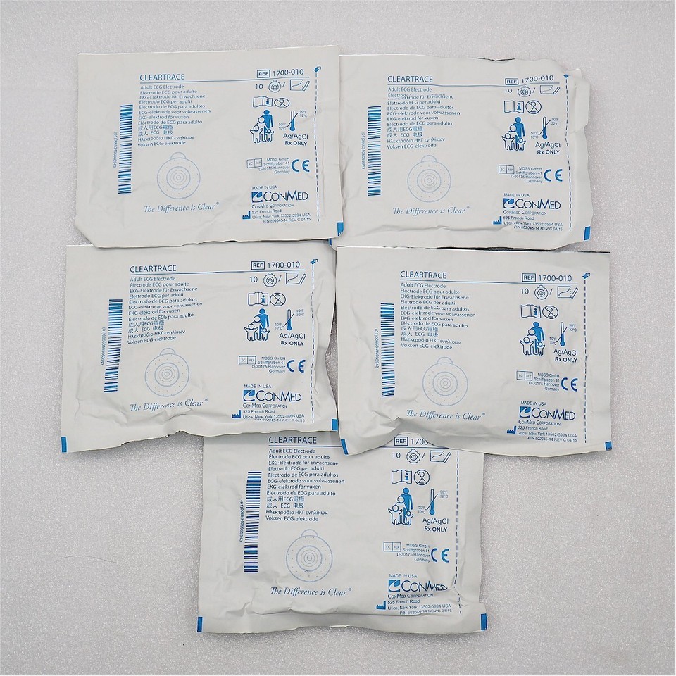 NEW ConMed 1700-010 Cleartrace Tape ECG Electrode *5 Pouches* | eBay