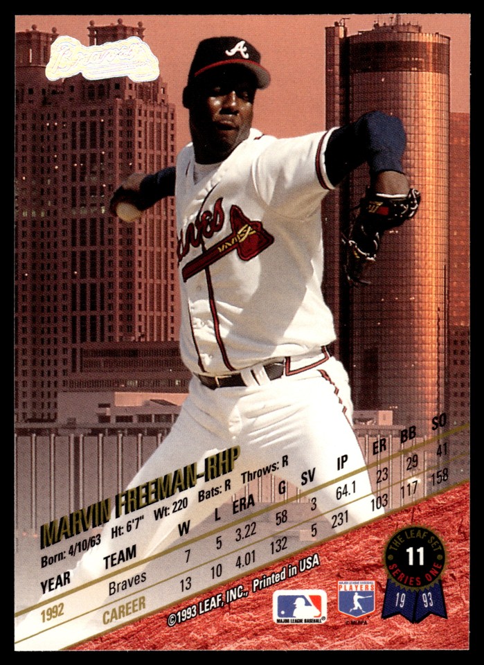 1993 Leaf #11 Marvin Freeman Atlanta Braves | eBay