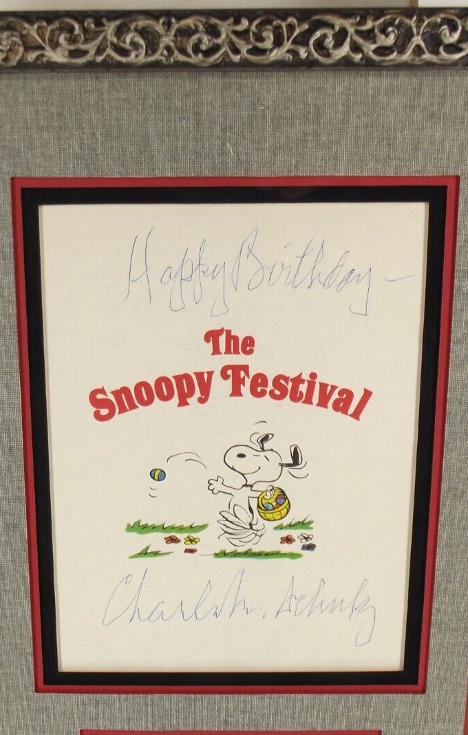 Charles Schulz Autographed Snoopy Peanuts Signed Print Display JSA ...